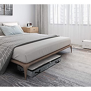 2pcs Soft Foldable Fabric Under Bed Storage Bags, Blankets Clothes Comforters Storage Organizer for Bedroom and Closet with Transparent Window, 4 Handles, Zipper, 39x20x6in, Grey