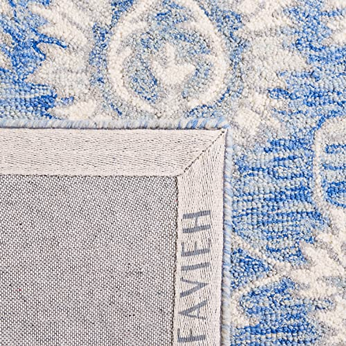 SAFAVIEH Micro-Loop Collection Accent Rug - 2' x 3', Blue & Ivory, Handmade Wool, Ideal for High Traffic Areas in Entryway, Living Room, Bedroom (MLP536M)