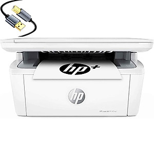 HP Laserjet MFP M140we Wireless All-in-One Monochrome Laser Printer and Bonus 6 Months Instant Ink, White - Print Copy Scan - 21 ppm, 600 x 600 dpi, 8.5 x 14, Cbmou Printer_Cable
