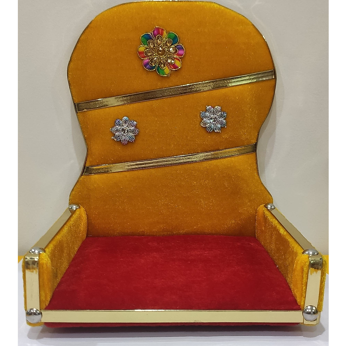 Kanha Ladoo Gopal Wooden chowki Cum Sofa Cum Aasan Cum Singhasan Cum Bed kanha Wooden Pooja Chowki (Multicolor, Extra Large)