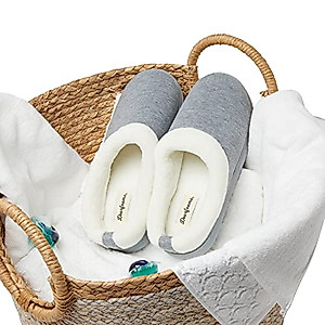 Dearfoams Women's Olive Memory Foam Sweatshirt Clog Slipper, Light Heather Grey, Medium