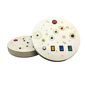 RGWOW More Than 3 Years Old Toddler Toys Busy Board Montessori Toys .Sensory Toys for Toddlers, Wooden Toys Travel Toys with Light Up LED Buttons and Sound, Learning Toys (Color Round)