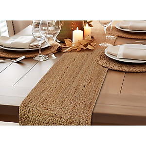 COTTON CRAFT Jute Braided Table Runner - Rustic Farmhouse Table Runner - Jute Kitchen Table Runner - Harvest Fall Thanksgiving Holiday Christmas Party Dining Tabletop Runner - 13x36 inches - Natural