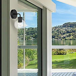 Globe Electric 44431 Bangor 1-Light Outdoor Wall Sconce, Matte Black, Clear Glass Shade