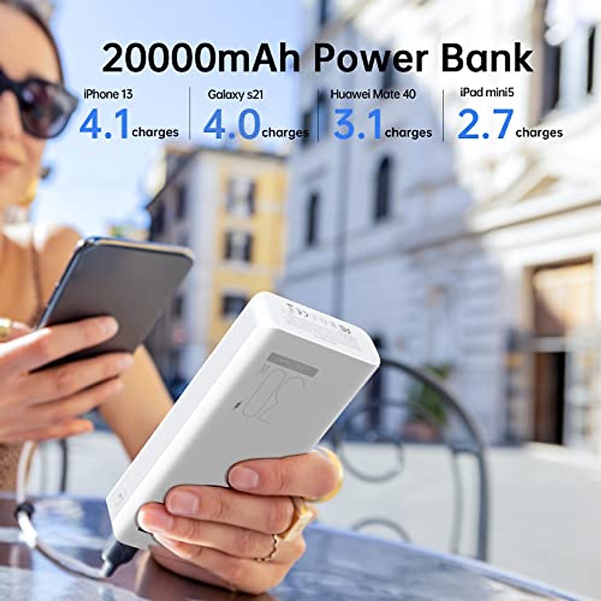 ROMOSS 20000mAh Power Bank, 30W PD USB C Super Fast Charging Portable Charger with 3 Outputs & 3 Inputs & LED Display, External Battery Pack for iPhone 14, Samsung Galaxy S22, iPad pro,Tablet,and More
