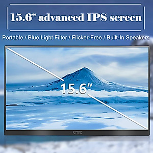 RJTEK Portable Monitor 15.6inch 1080P FHD Travel Display for Laptop HDMI Computer HDR IPS Gaming External Monitor for PC Mac Phone PS4 PS5 Xbox Switch