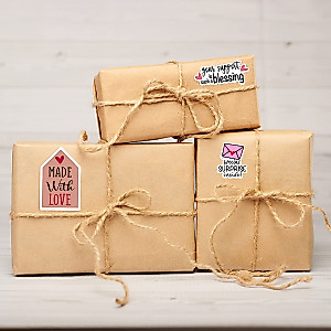 Wailozco Made with Love Stickers,Thank You Stickers,Handmade Stickers,Small Shop Stickers,Envelopes Stickers for Small Business, Online Retailers,Handmade Goods,500 Labels Per Roll