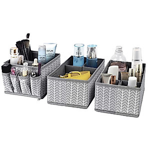 VERONLY Over the Door Hanging Organizer with 5 Large Pockets 1 Pack+ Adjustable Cosmetic Drawer Organizer for Bathroom Storage Set of 3