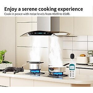 IKTCH Upgrated 30"Island Mount Range Hood,900 CFM Ducted Range Hood with 4 Speed Fan,Stainless Steel& Tempered Glass Range Hood 30 inch with Gesture Sensing&Touch Control Making life Smarter IKIS01-30