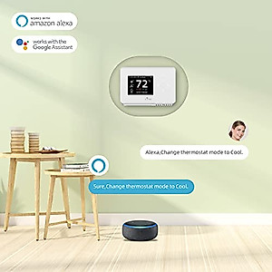 Vine Smart Wi-Fi 7 Day/8 Period Programmable Thermostat Model TJ-225B, New Generation, Compatible with Alexa and Google Assistant, Energy Star Certificate, C Wire Require, White