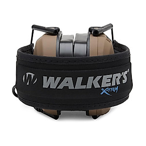 Walker's Razor Slim X-TRM Noise-Cancelling Sound-Enhancing Hunting Gun Range Shooting Electronic Earmuffs with Cooling Pads, Moisture Wicking Headband & 2 AAA Batteries, Flat Dark Earth