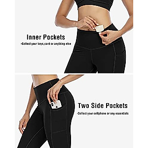 CHRLEISURE Fleece Lined Leggings Women with Pockets - Winter Warm Thermal Thick Tights High Waisted Yoga Pants(Black, XL)