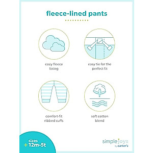 Simple Joys by Carter's Boys' 2-Pack Pull on Fleece Pants, Grey Heather/Olive, 3T