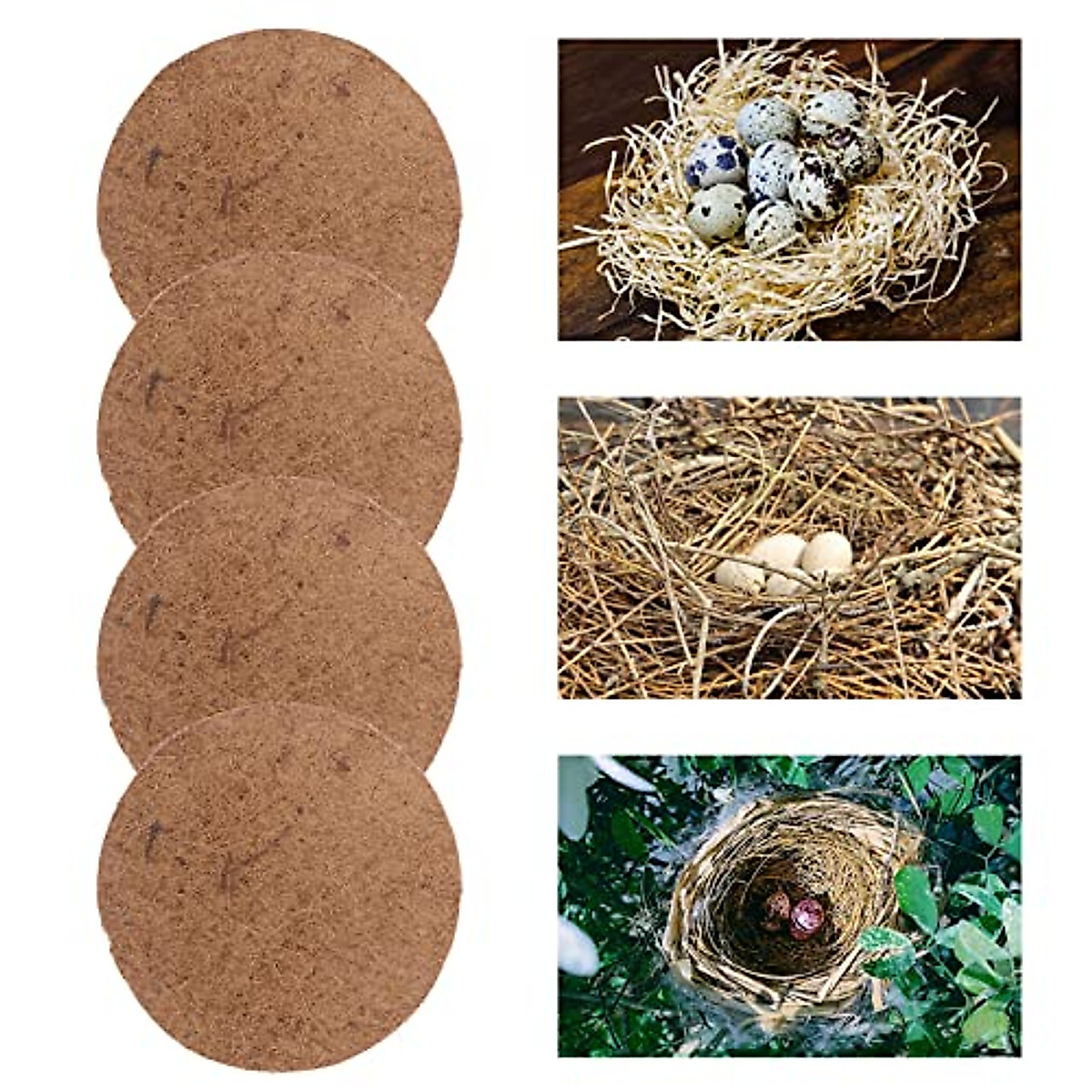 balacoo 10Pcs Bird Nesting Pads Natural Fiber Parrots Breeding Nests Bird Eggs Mat Provides Warm Hut Material Comfortable Bedding for Birds Pigeons Chicken 21cm