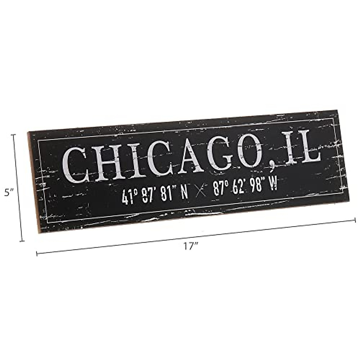 Barnyard Designs Chicago, IL City Sign Rustic Distressed Decorative Wood Wall Decor 17” x 5”