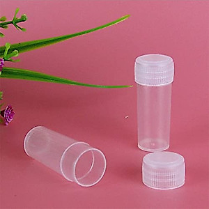 Othmro 75Pcs 5ml Plastic Bottles Lab Cylindrical Chemical Reagent Bottles, Wide Mouth Laboratory Reagent Bottles, Sample Sealing Liquid Storage Containers for Food Stores White Translucent