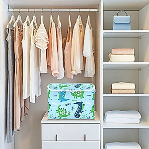 innewgogo Cute Dinosaur Storage Bins with Lids for Organizing Storage Bin with Handles Oxford Cloth Storage Cube Box for Toys
