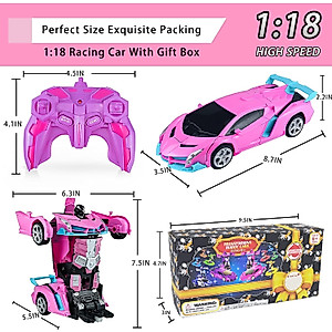 Transform Remote Control Car Toys for 3 4 5 6 7 8+ Year Old Boys Girls - 1:18 Rc Car Transformation Robot with One-Button Deformation & 360° Rotating Drifting, Cool Toys Gifts Transforming Robot Car