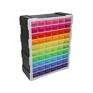 Everything Mary 60-Drawer Organizer - Heavy-Duty Plastic Storage Cabinet, Ideal for Garage, Crafts, Office, and Workshop - Durable Polypropylene, Easy Access Finger-Grip Handles, Multi-Purpose Storage