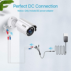 ZOSI 4 Pack 100ft (30 Meters) 2-in-1 Video Power Cable, BNC Extension Surveillance Camera Cables for Video Security Systems (Included Power Splitter and Power Cable)