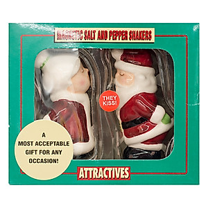 Santa and Mrs Claus Kissing Ceramic Salt and Pepper Shaker Set