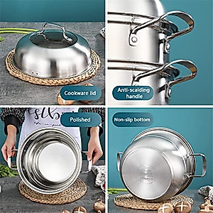 3-Tier/Layer Steam Cooker Pot, Kitchen Multi-function Steam Pot, For Induction Cooker Gas Stove Steam Pot(28cm 2 layer)