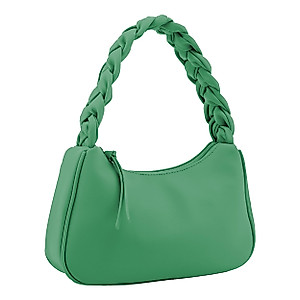 Emperia Braided Top Handle Shoulder Bag For Women, Trendy Designer Small Hobo Tote Handbag_Kelly Green