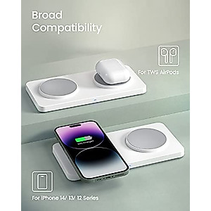 Magnetic Wireless Charging Pad, GEEKERA 2 in 1 Charging Station for Apple, Dual MagSafe Wireless Charger for iPhone 14/13/12 Pro Max/Pro/Plus/Mini, AirPods 3/Pro 2 (ONLY for Apple Products)