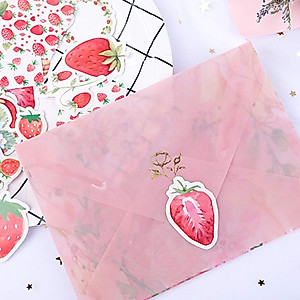 Y-QUARTER Handmade Sticker DIY Gift Packaging,45pcs/Box Strawberry Stationery Stickers Sealing Label Travel Sticker for Halloween Christmas Wedding Decor
