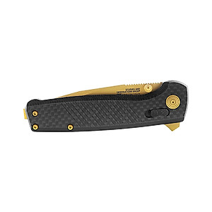 SOG Terminus XR LTE Lightweight Everyday Carry Folding Knives with Pocket Clip| Cryo CPM S35VN Steel | XR Locking Mechanism, Carbon/Gold