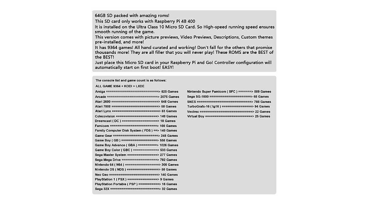 BeiErMei Raspberry Pi 4B 400 Game System Retropie RetroArch ...