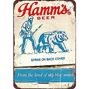 Custom Kraze Hamm's Beer Bear Strike on Back Cover Vintage Reproduction Metal Sign 8 x 12