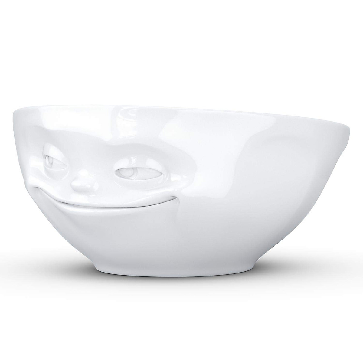 FIFTYEIGHT PRODUCTS TASSEN Porcelain Bowl, Grinning Face Edition, 11 oz. White (Single Bowl) Medium Bowl for Soup Cereal