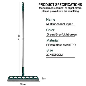 Squeeze Silicone Broom Sweeping, Magic Broom Sweeping Brush Multifunction Magic Broom Sweeper, Detachable Floor Squeegee Glass Wiper for Bathroom Window Bathroom Kitchen Tile Cleaning (Dark Green)