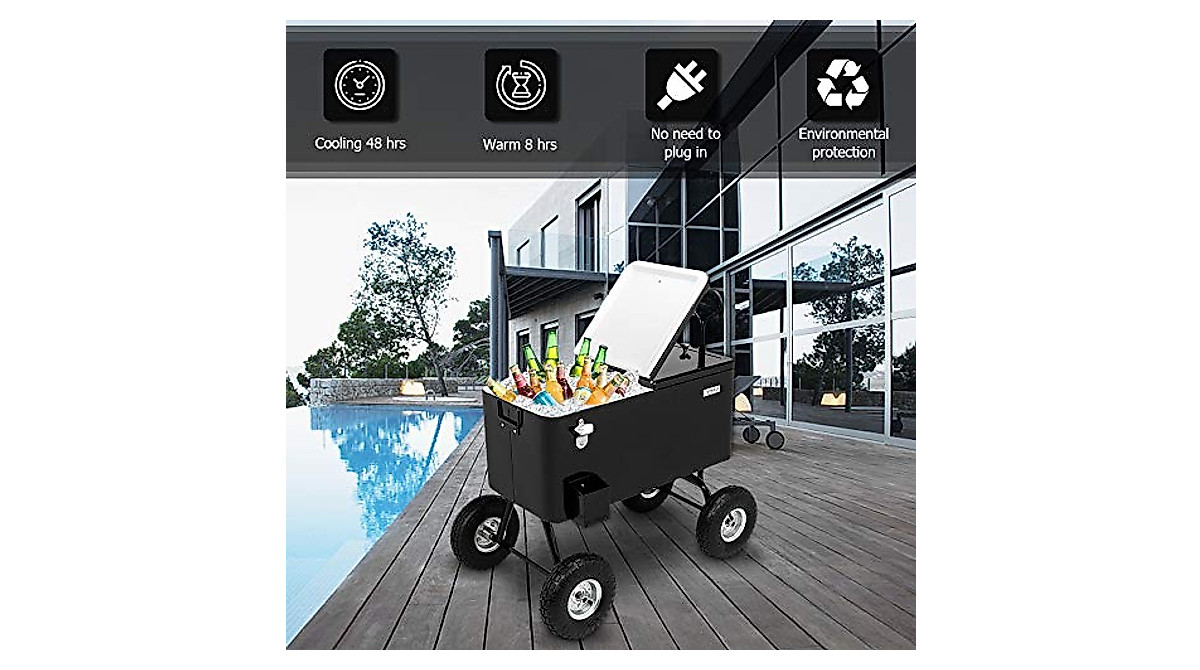 VINGLI 80 Quart Rolling Cooler - Large Capacity & Portable Ice Chest