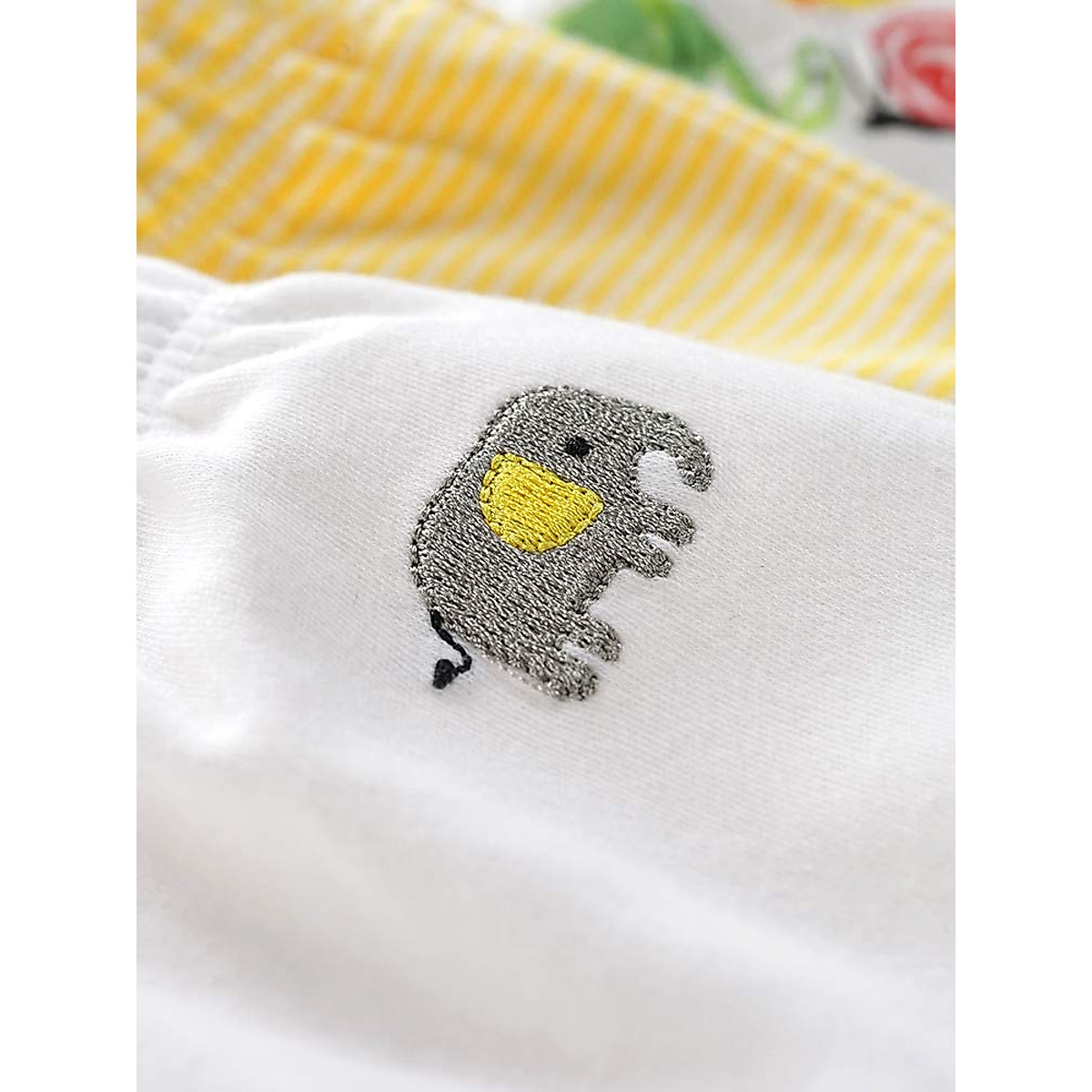 Teach Leanbh Newborn Baby 3 Pack Footed Pants Cotton Embroidery Pringting Casual Leggings 0-12 Months (6-12 Months, Giraffe)