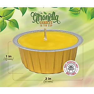 Hyoola Citronella Candles in Aluminum Cup - 6 Pack - Scented Candles Citronella - 4 Hour Burn Time - 1" x 2 Citronella Candle Outdoor and Indoor Use - Made in Europe