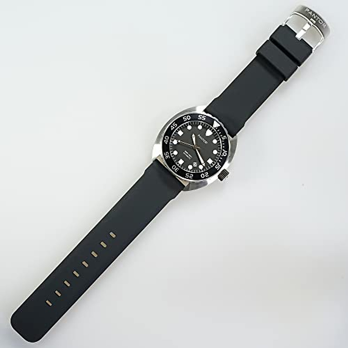 Pantor Nautilus Dive Watch - 200m Diver Watches for Men with Automatic Movement, Rotating Bezel, Sapphire Crystal and Rubber Strap Diving Watch(Black)