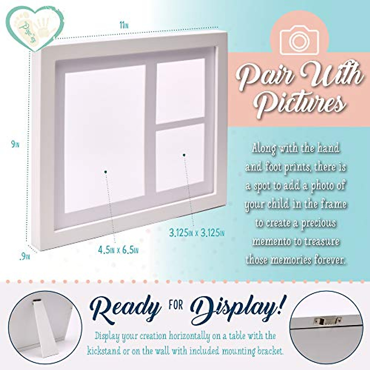 Lime Clay Hand/Footprint Photo Frame for Babies, Kids, and Pets – Includes 9” x 11” Colored Wood Photo Frame, Roller, Mounting Hardware, and Instructions -"Pose"ies