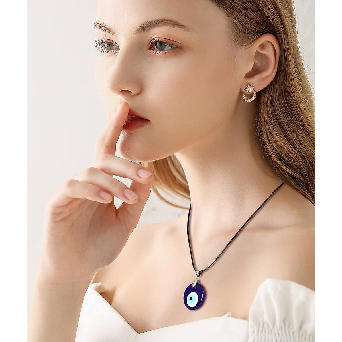 MAIBAOTA 10 Pcs Crystal Necklace Healing Amethyst Crystals Carnelian Chakra Necklaces Evil Eye Necklace Vintage Hippie Wiccan Boho Rose Quartz Moon Sun Jewelry Heart Gemstone Pendant for Women,