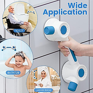 LEVERLOC Shower Safety Grab Bar Super Strong Adhesive Handle Rail for Elderly Seniors Handicap Bathroom Bathtub Toilet Shower Balance Assist Grip Strong Suction Hold Up to 350 LBS Drill-Free