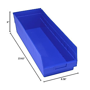 QUANTUM STORAGE SYSTEMS K-QSB214BL-2 2-Pack Store-More 6" Plastic Shelf Bins, 23-5/8" x 8-3/8" x 6", Blue
