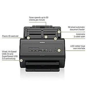 Brother ADS3000N High-Speed Network Document Scanner for Mid to Large Size Workgroups,Black