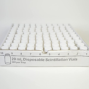 LanJing 366228204 Borosilicate Glass 20mL Liquid Scintillation Vial with 22-400 Polypropylene Cap Pulp-Backed Foil Liner, Case of 100