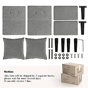 Koorlian Futon Sofa Bed, Convertible Sleeper Sofa with Armrest, Modern Fabric Small Couch, 2/3 Seater Folding Loveseat Couches Bed for Living Room, Dorm, Office, Adjustable Splitback, 2 Pillows, Grey