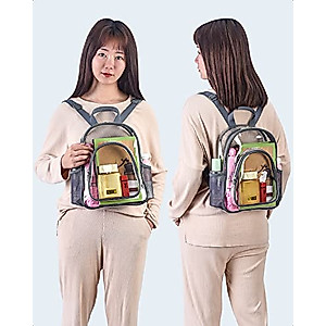 Lyingflat Clear Backpack Stadium Approved, Small Clear Backpack with Reinforced Shoulder Straps, Clear Bag Stadium Approved for Concert Sport Event Festival Work Travel -Grey