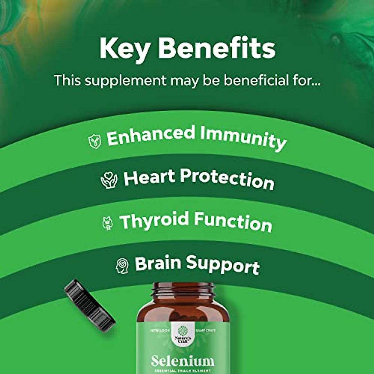 Pure Selenium Thyroid Support Supplement - Selenium 200mcg Antioxidant Supplement and Natural Immune Booster for Adults - Adult Immune Support Vitamins and Mind and Memory Supplement for Brain Support