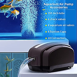 AquaMonica Aquarium 355 Inch Airline Tubing Air Pump Accessories Set 6 Barb Check Value for Fish Tank 8 Aquarium Suction Cups 6 Barb air Controller and 18 in Total for I,L,T Shape Barb Connectors