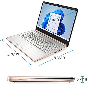 HP Stream 14inch HD Laptop, Intel Celeron N4120 Dual-Core Processor, 32GB DDR4 Memory, 128GB Storage(64GB eMMC+64GB Card), WiFi, Webcam, Bluetooth, Win 11, Rose Gold (Renewed)