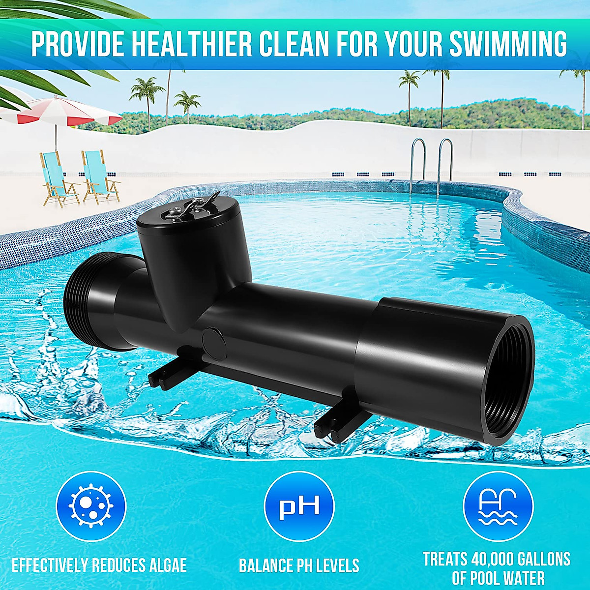 Sunluway 4CH4002-R Swimming Pool Cleaner Replacement Chamber, for Hybrid Pool Treatment System